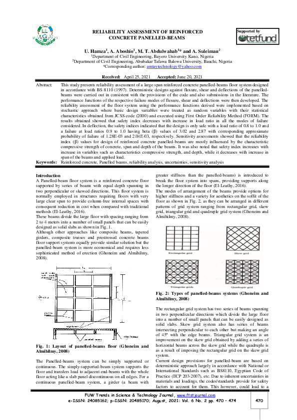 Pdf Reliability Assessment Of Reinforced Concrete Panelled Beams