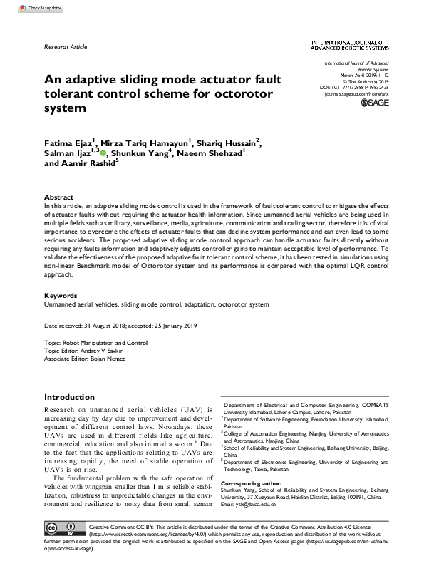 (PDF) An adaptive sliding mode actuator fault tolerant control scheme for octorotor system