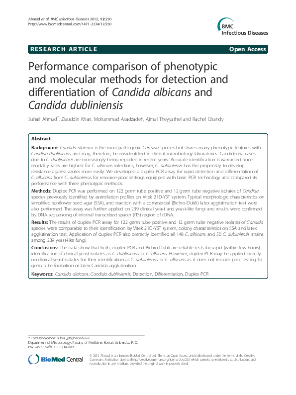 (PDF) Performance comparison of phenotypic and molecular methods for ...