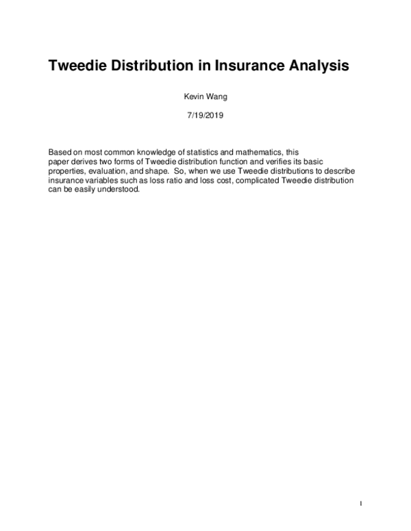 (PDF) Tweedie Distribution in Insurance Analysis