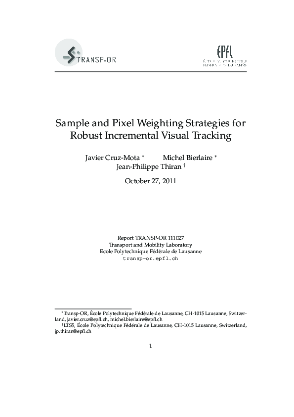 (PDF) Sample and Pixel Weighting Strategies for Robust Incremental Visual Tracking | JAVIER ...