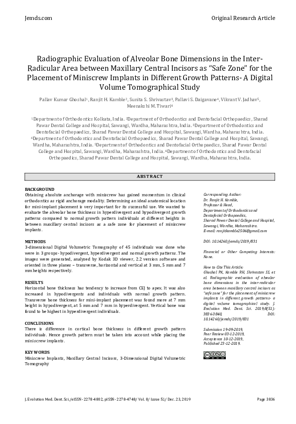 (PDF) Radiographic Evaluation of Alveolar Bone Dimensions in the ...