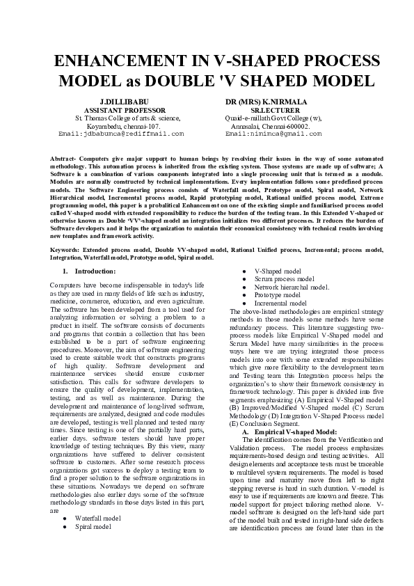 (DOC) ENHANCEMENT IN V-SHAPED PROCESS MODEL as DOUBLE 'V SHAPED MODEL