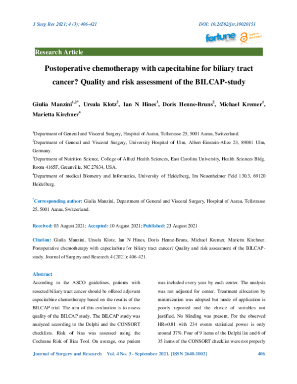 (PDF) Postoperative chemotherapy with capecitabine for biliary tract ...