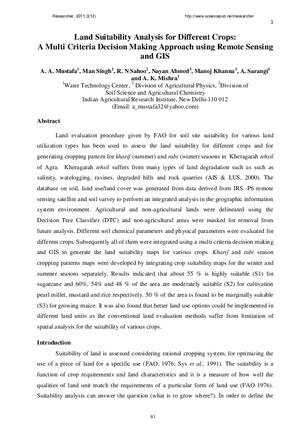 (PDF) Land Suitability Analysis for Different Crops: A Multi Criteria ...