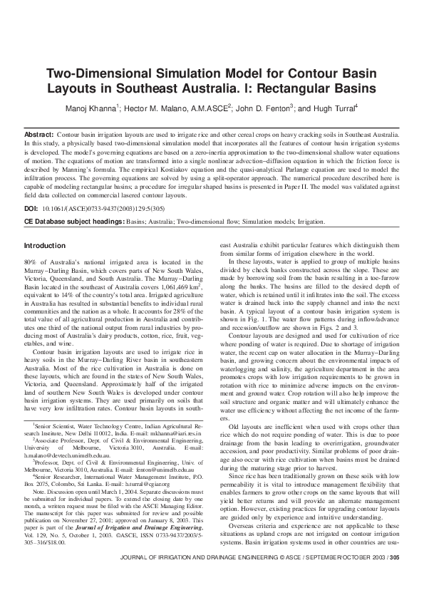 (PDF) Two-Dimensional Simulation Model for Contour Basin Layouts in ...