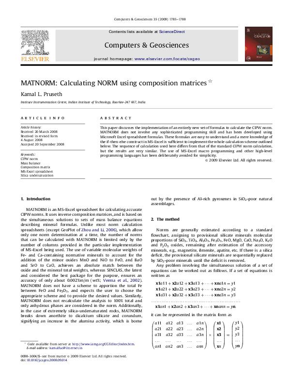 (PDF) MATNORM: Calculating NORM using composition matrices