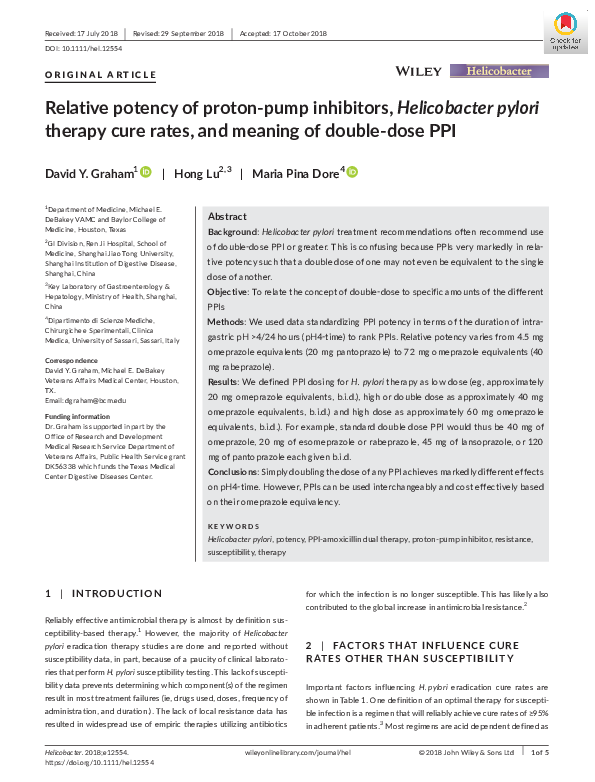 (PDF) Relative potency of proton-pump inhibitors, Helicobacter pylori ...