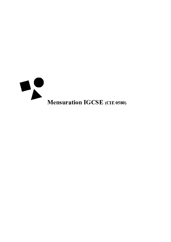 (DOC) Mensuration IGCSE (CIE 0580) Mensuration Area & volume formula