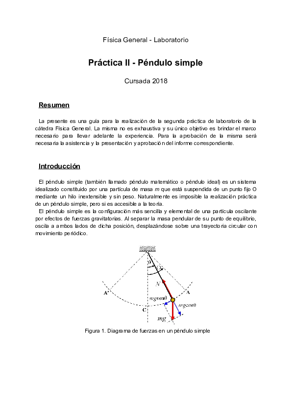 (PDF) Práctica II -Péndulo simple