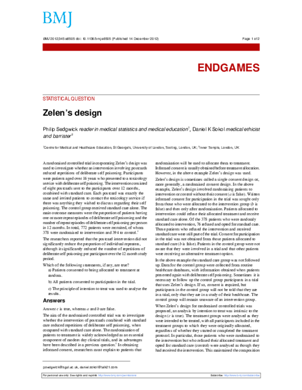 (PDF) Zelen's design