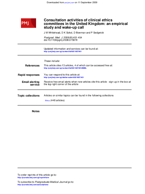 (PDF) Consultation activities of clinical ethics committees in the ...