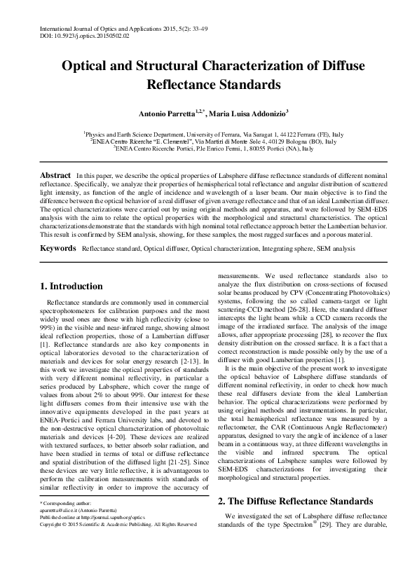 (PDF) Optical and Structural Characterization of Diffuse Reflectance ...
