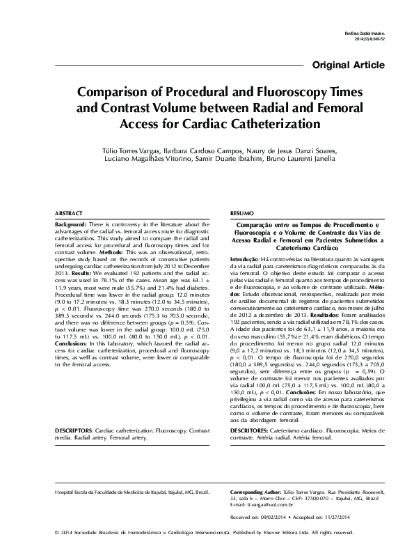 (PDF) Comparação entre os Tempos de Procedimento e Fluoroscopia e o ...