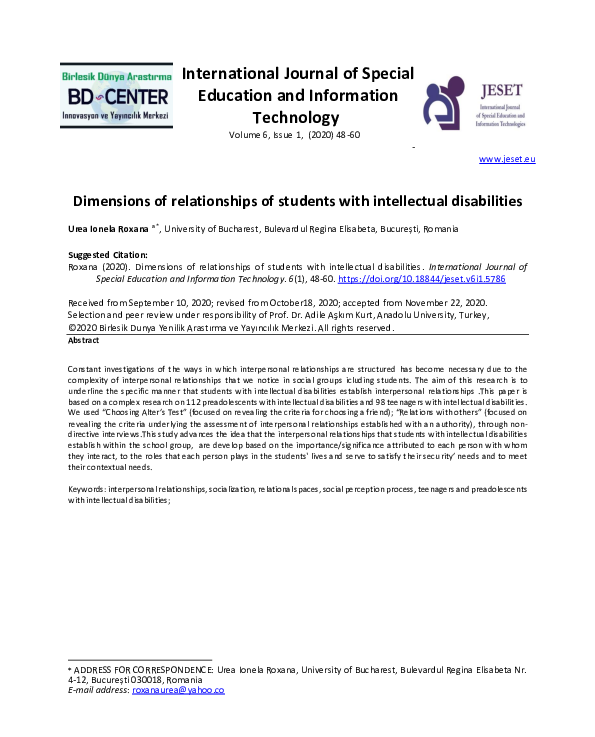(PDF) Dimensions of relationships of students with intellectual ...