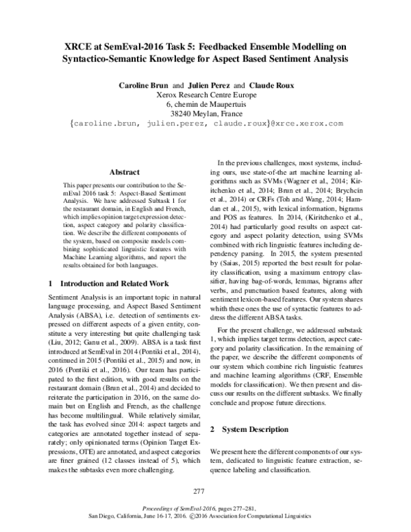 Pdf Xrce At Semeval 2016 Task 5 Feedbacked Ensemble Modeling On Syntactico Semantic Knowledge
