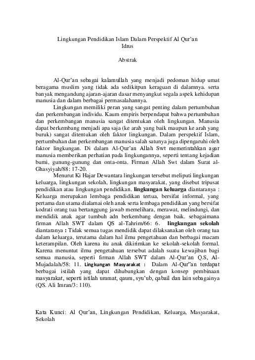 (PDF) Lingkungan Pendidikan Islam Dalam Perspektif Al Qur’an
