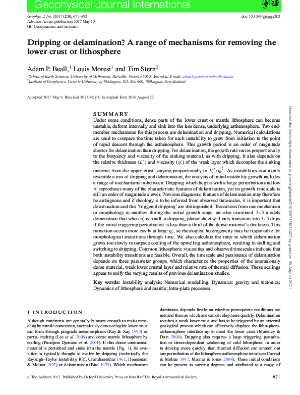 (PDF) Dripping or delamination? A range of mechanisms for removing the ...