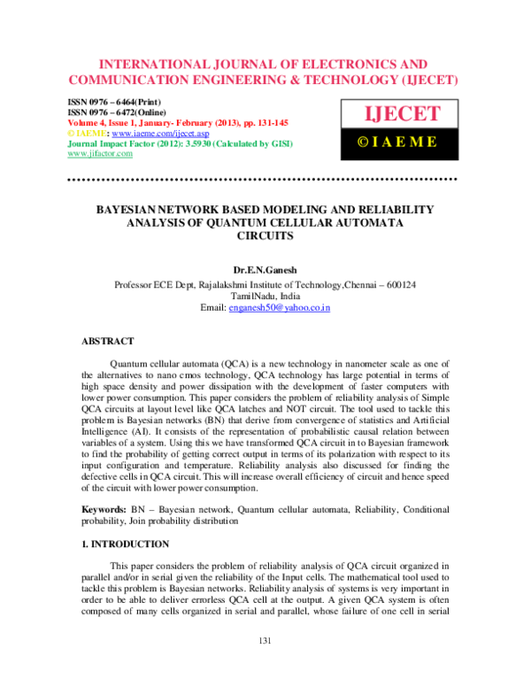 (PDF) Bayesian Reliability Analysis of QCA Circuits