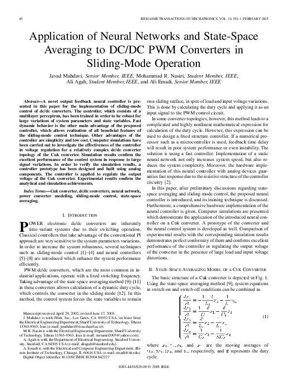 (PDF) Application of Neural Networks and State-Space Averaging to DC/DC PWM Converters in ...