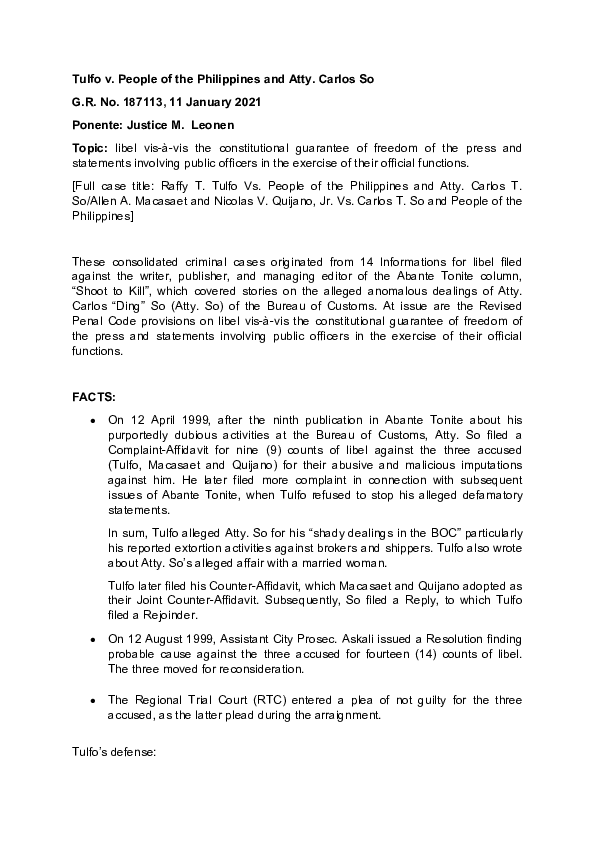 (DOC) Tulfo v. People of the Philippines and Atty. Carlos So