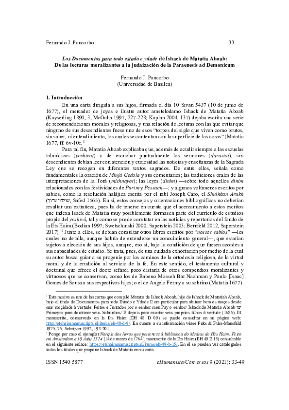 (PDF) Los Documentos para todo estado e ydade de Ishack de Matatia ...