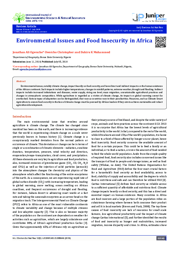 (PDF) Environmental Issues and Food Insecurity in Africa