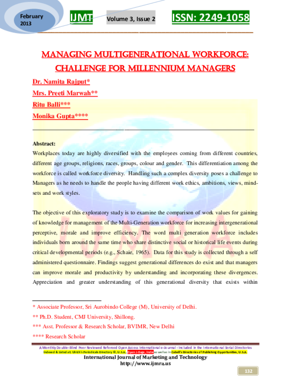 (PDF) Managing Multigenerational Workforce: Challenge for Millennium ...