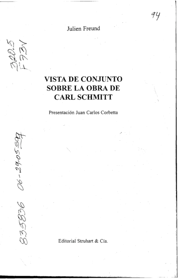 (PDF) Julien Freund: Vista de conjunto sobre la obra de Carl Schmitt