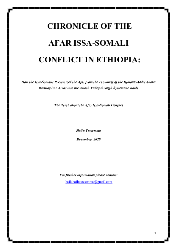 (PDF) CHRONICLE OF THE AFAR ISSA-SOMALI CONFLICT IN ETHIOPIA