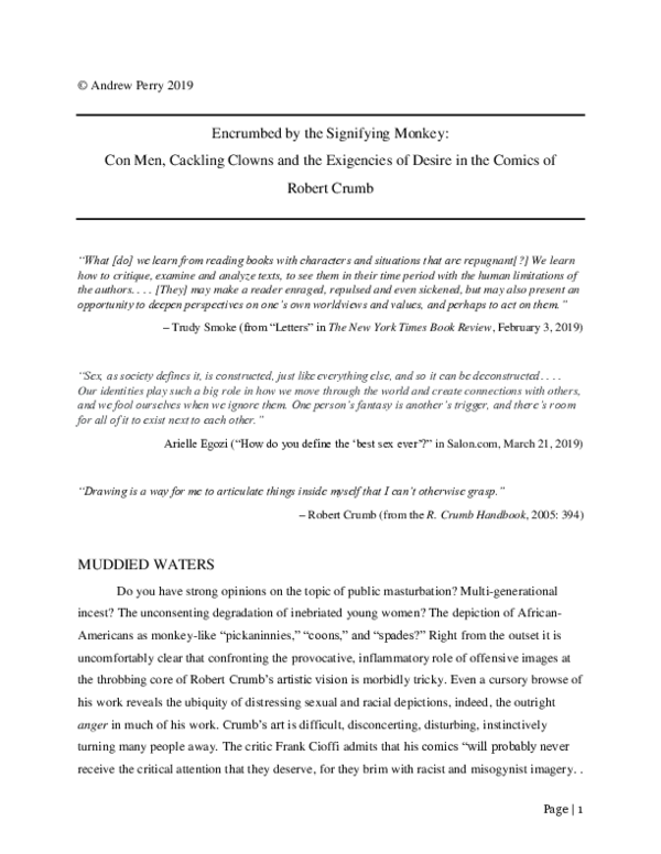 (PDF) Encrumbed by the Signifying Monkey: Con Men, Cackling Clowns and ...