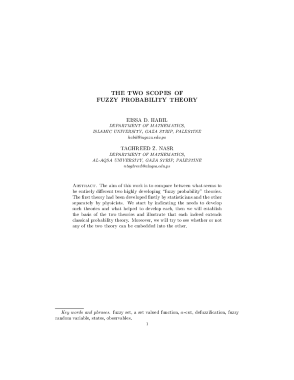 (PDF) The two scopes of fuzzy probability theory