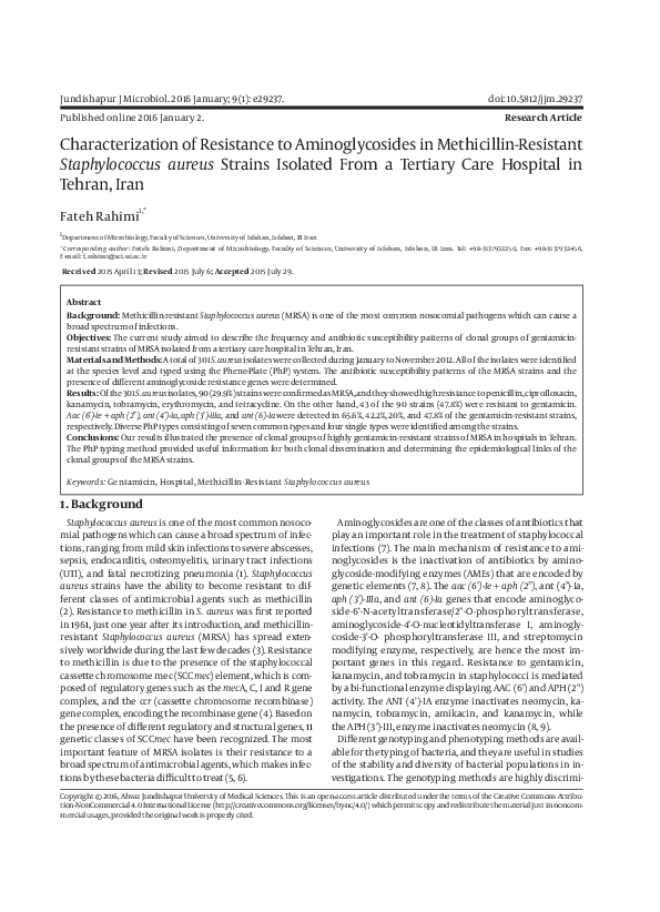 (PDF) Characterization of Resistance to Aminoglycosides in Methicillin-Resistant Staphylococcus ...