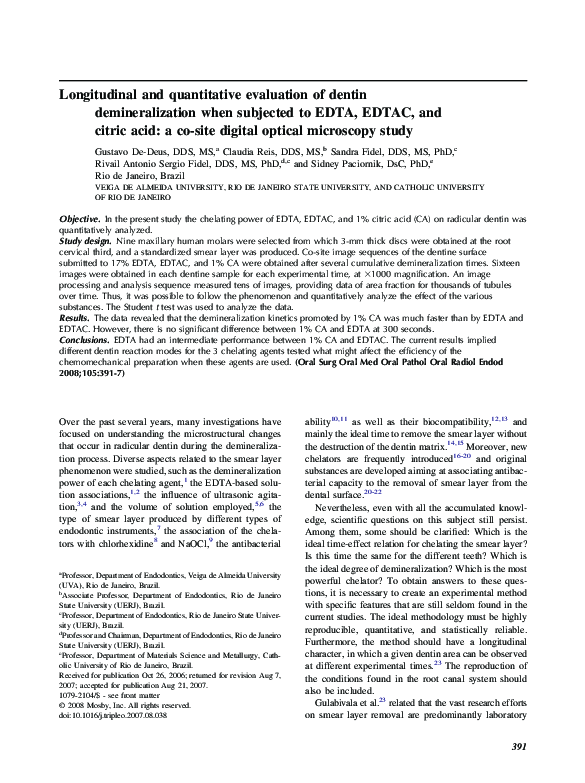 (PDF) Longitudinal and quantitative evaluation of dentin ...