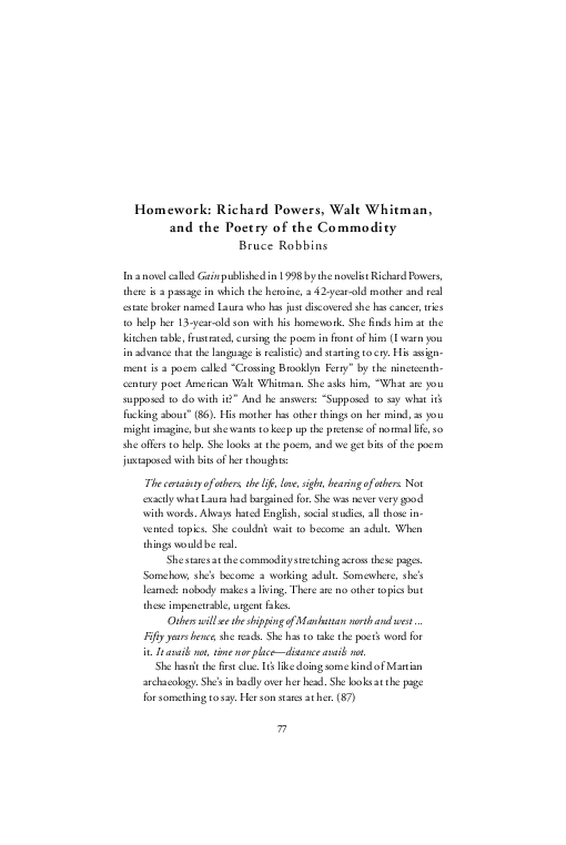 (PDF) Homework: Richard Powers, Walt Whitman...