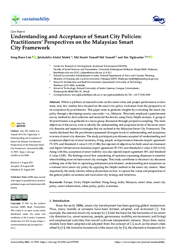 (PDF) Understanding and acceptance of smart city policies ...