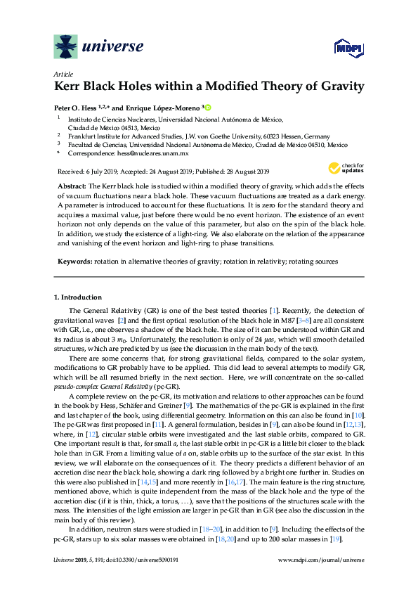 (PDF) Kerr Black Holes within a Modified Theory of Gravity