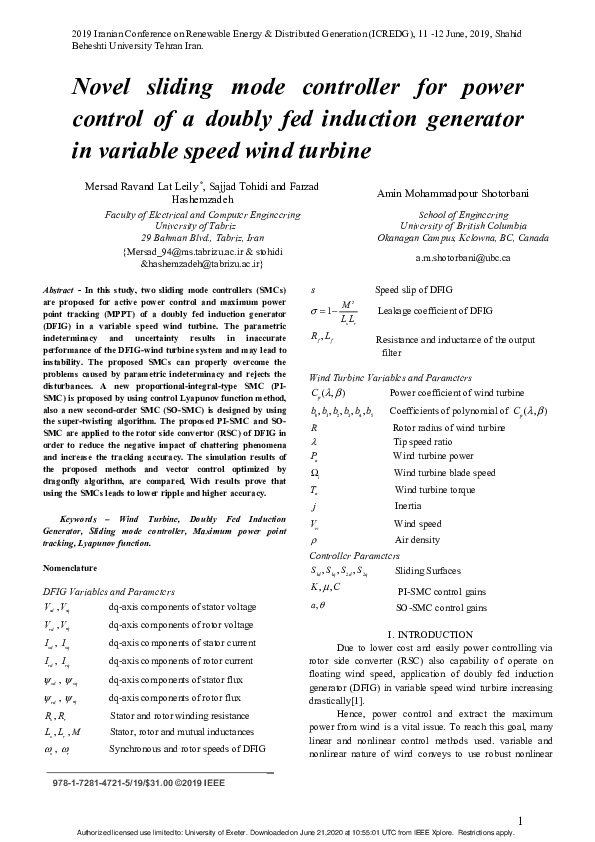 (PDF) Novel sliding mode controller for power control of a doubly fed induction generator in ...
