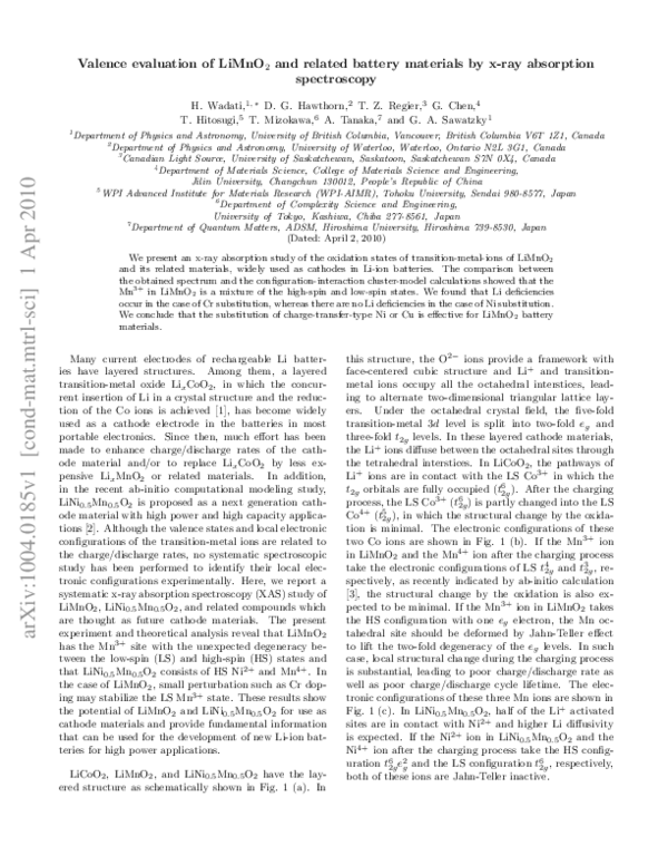 (PDF) Valence evaluation of LiMnO[sub 2] and related battery materials ...
