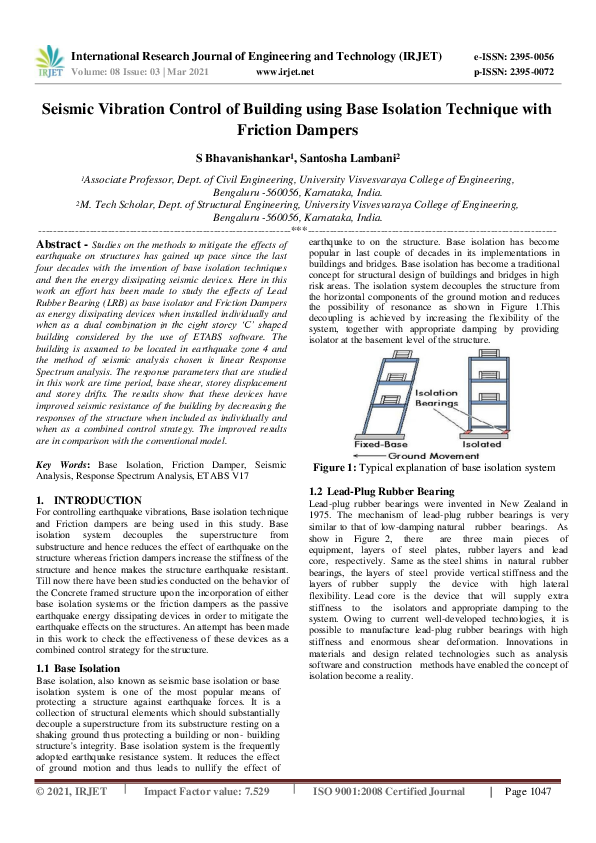 (PDF) IRJET- Seismic Vibration Control of Building using Base Isolation Technique with Friction ...