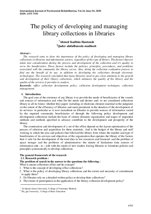 (PDF) The policy of developing and managing library collections in ...