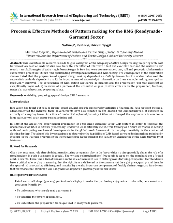 (PDF) Process & Effective Methods of Pattern making for the RMG ...