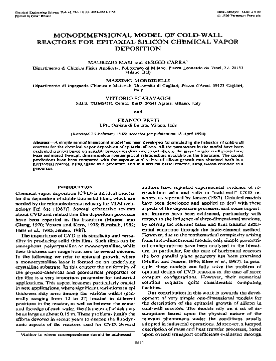 (PDF) Monodimensional model of cold-wall reactors for epitaxial silicon ...