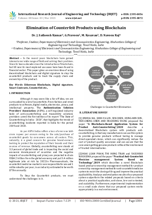 (PDF) IRJET- Elimination of Counterfeit Products using Blockchain