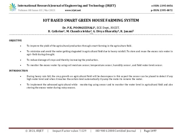 (PDF) IRJET- IoT based Smart Green House Farming System