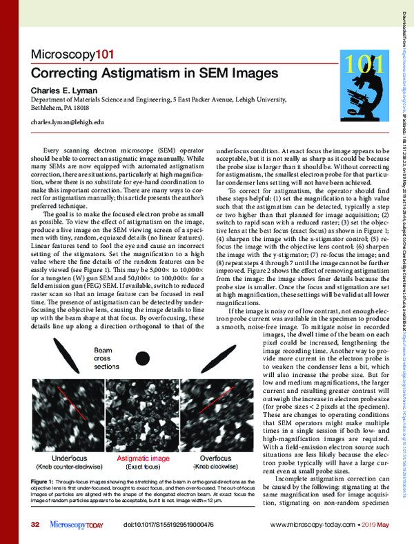(PDF) Correcting Astigmatism in SEM Images