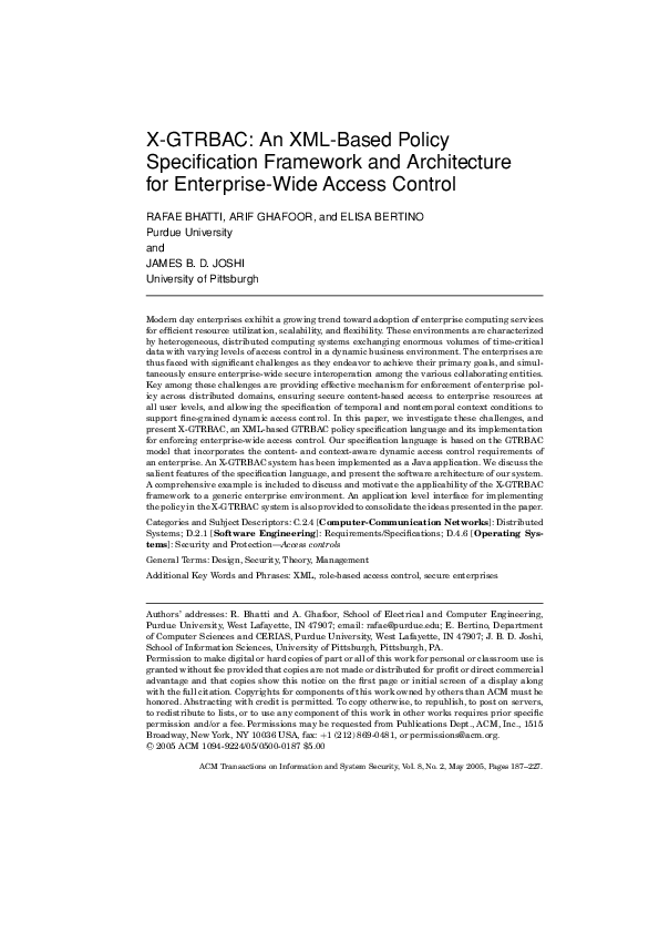X Gtrbac An Xml Based Policy Specification Framework And Architecture