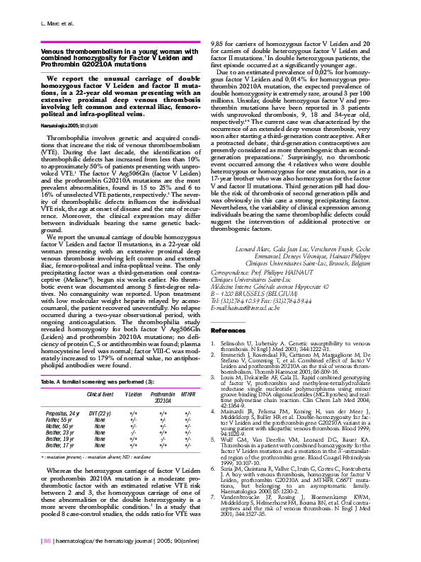 (PDF) Venous thromboembolism in a young woman with combined ...