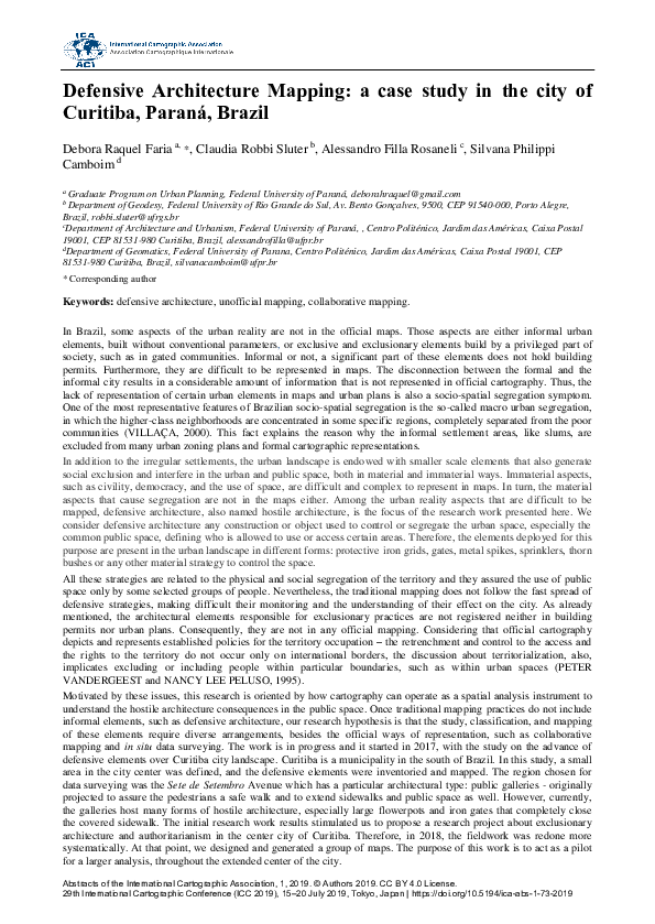 (PDF) Defensive Architecture Mapping: a case study in the city of ...