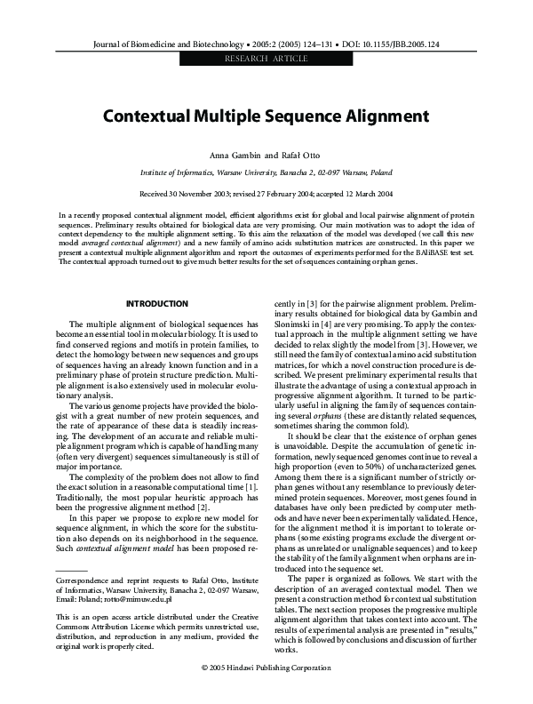 (PDF) Contextual Multiple Sequence Alignment